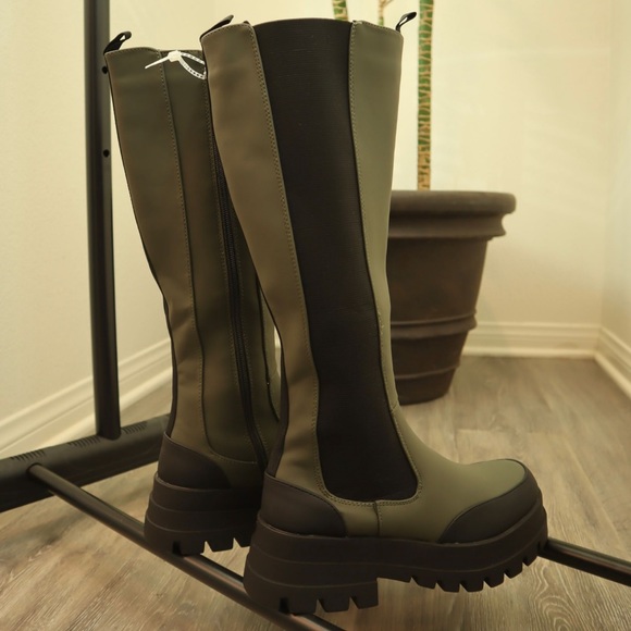 Shoes | Super Cute Olive High Raise Boots | Poshmark